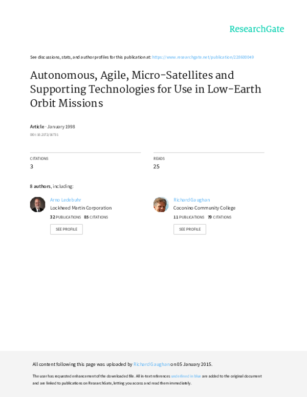 (PDF) Autonomous, agile micro-satellites, and supporting technologies