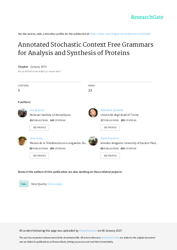 (PDF) Annotated Stochastic Context Free Grammars for Analysis and Synthesis of Proteins