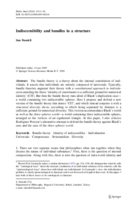 (PDF) Indiscernibility and bundles in a structure