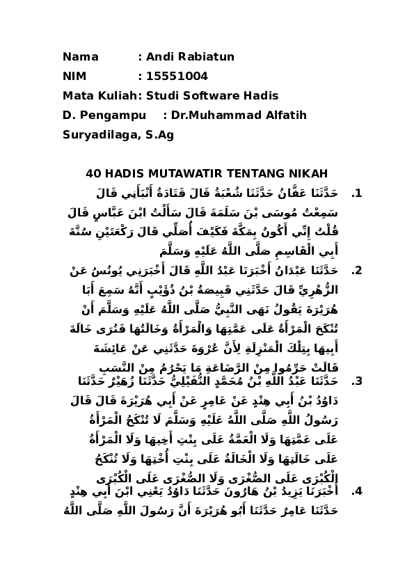 (DOC) 40 HADIS MUTAWATIR TENTANG NIKAH.docx