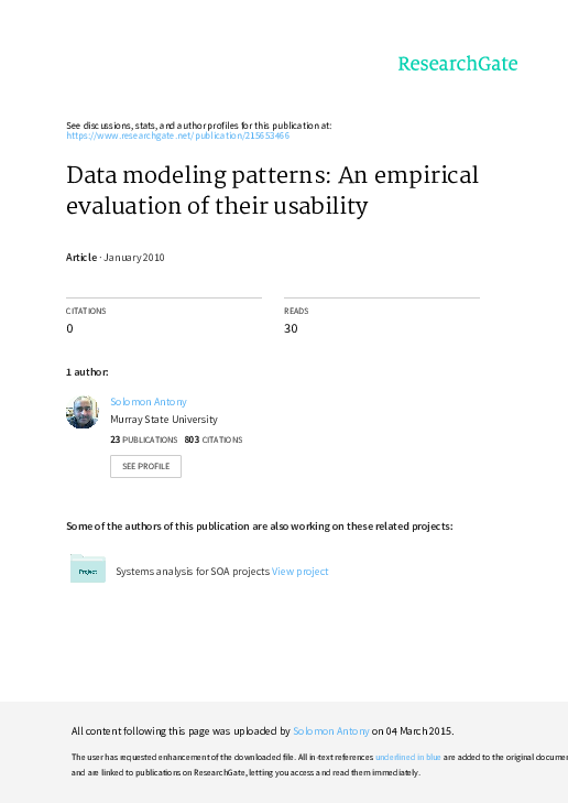 (PDF) Data modeling patterns: An empirical evaluation of their usability