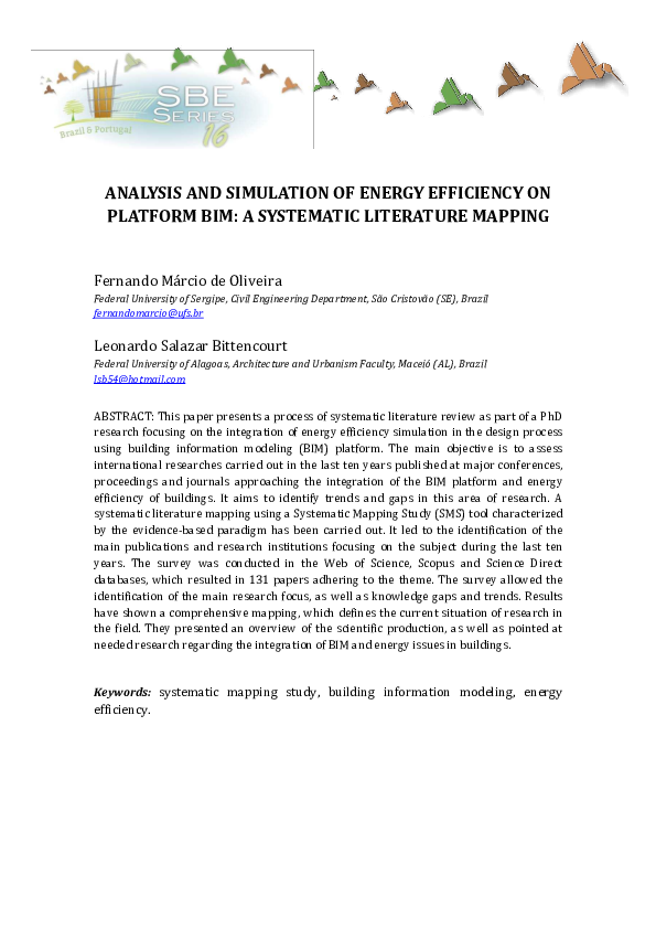 (PDF) ANALYSIS AND SIMULATION OF ENERGY EFFICIENCY ON PLATFORM BIM: A ...
