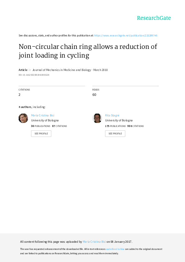 (PDF) NON-CIRCULAR CHAIN RING ALLOWS A REDUCTION OF JOINT LOADING IN ...