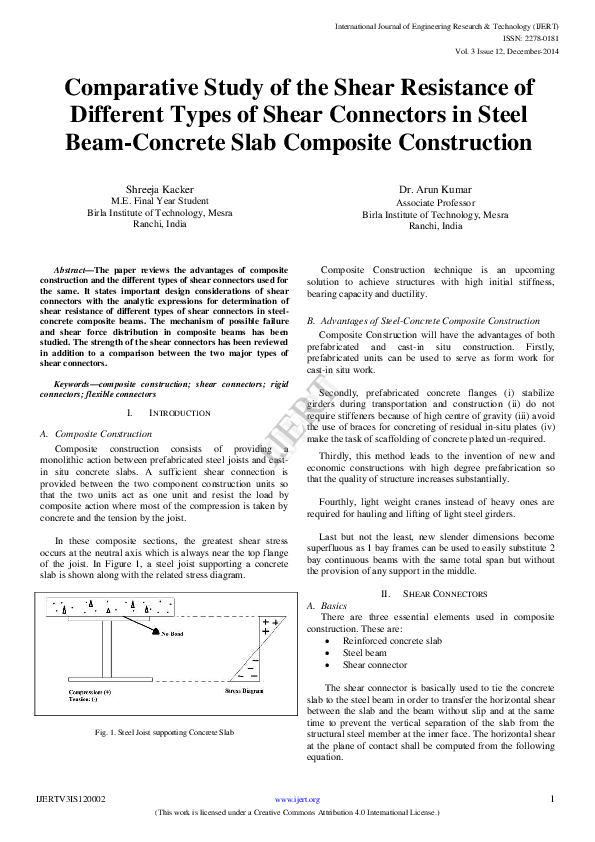 (PDF) Comparative Study of the Shear Resistance of Different Types of ...
