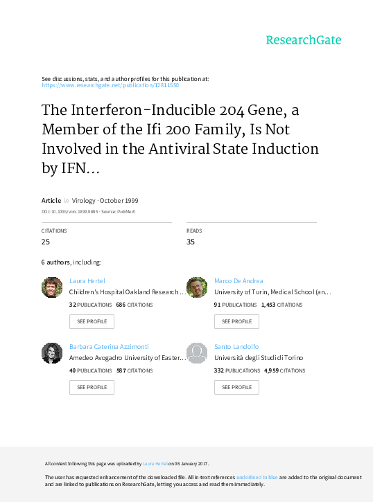 (PDF) The Interferon-Inducible 204 Gene, a Member of the Ifi 200 Family ...