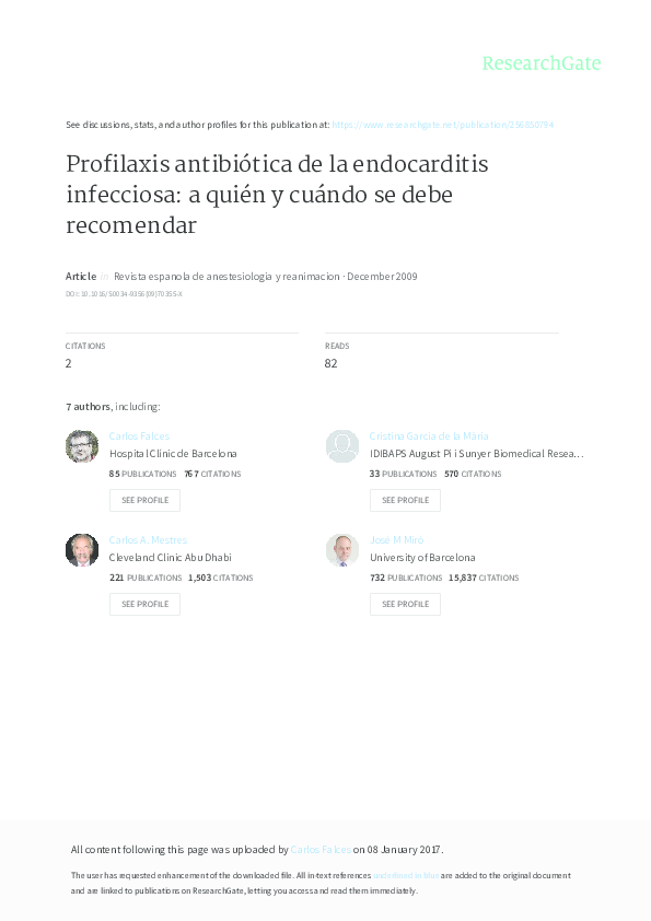 (PDF) Profilaxis antibiótica de la endocarditis infecciosa: a quién y ...