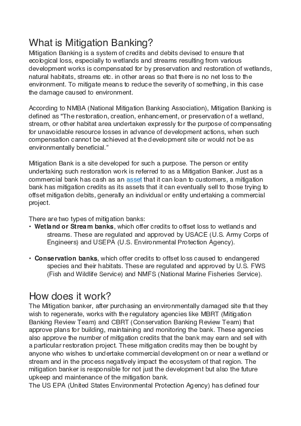 (PDF) Mitigation Banking