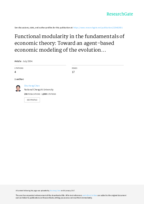 (PDF) Functional modularity in the fundamentals of economic theory ...