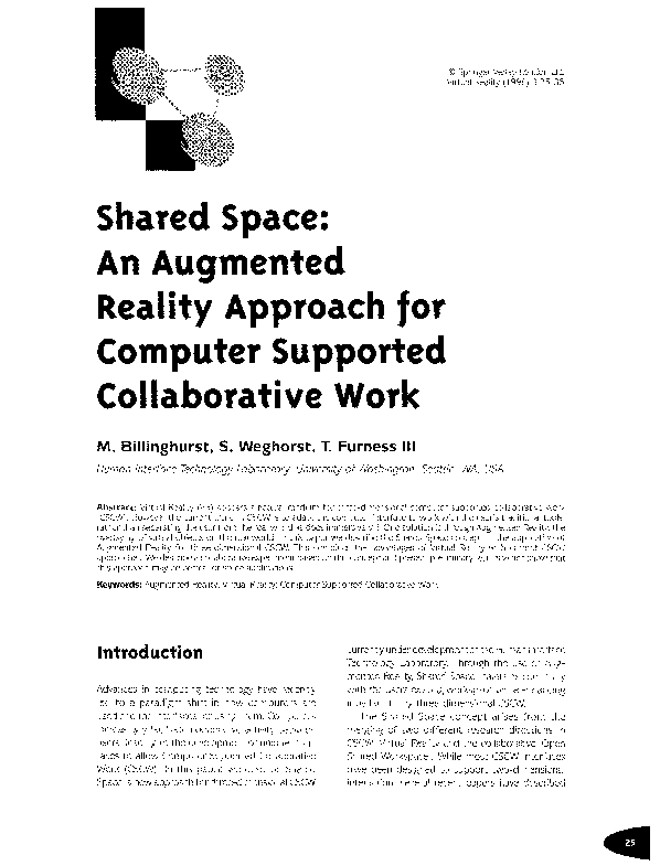 Pdf Shared Space An Augmented Reality Approach For Computer