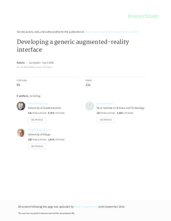 (PDF) Developing a Generic Augmented-Reality Interface