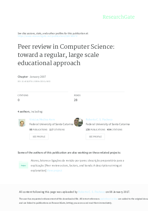 (PDF) Peer review in computer science: Toward a regular, large scale ...