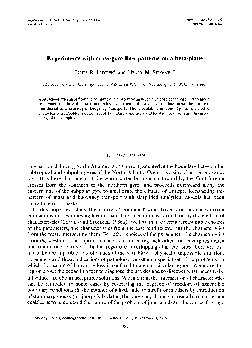 (PDF) Experiments with cross-gyre flow patterns on a beta-plane