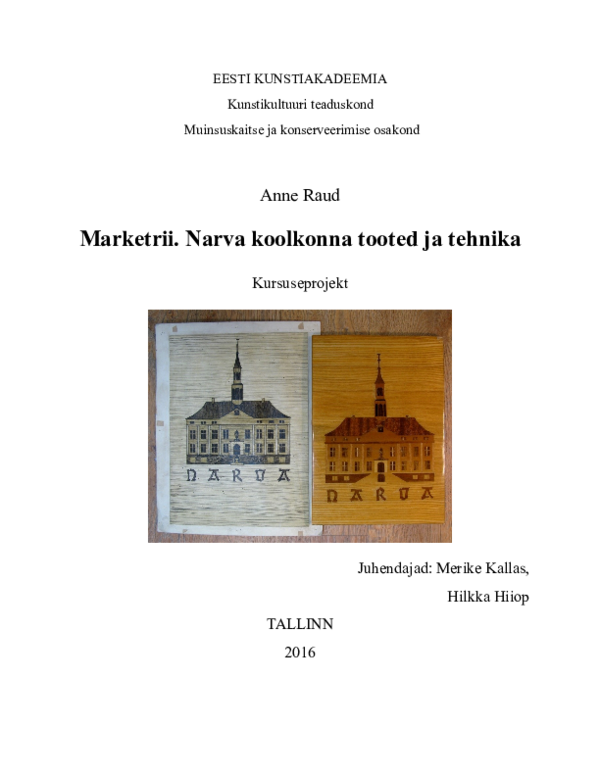 (DOC) Marketrii. Narva koolkonna tooted ja tehnika