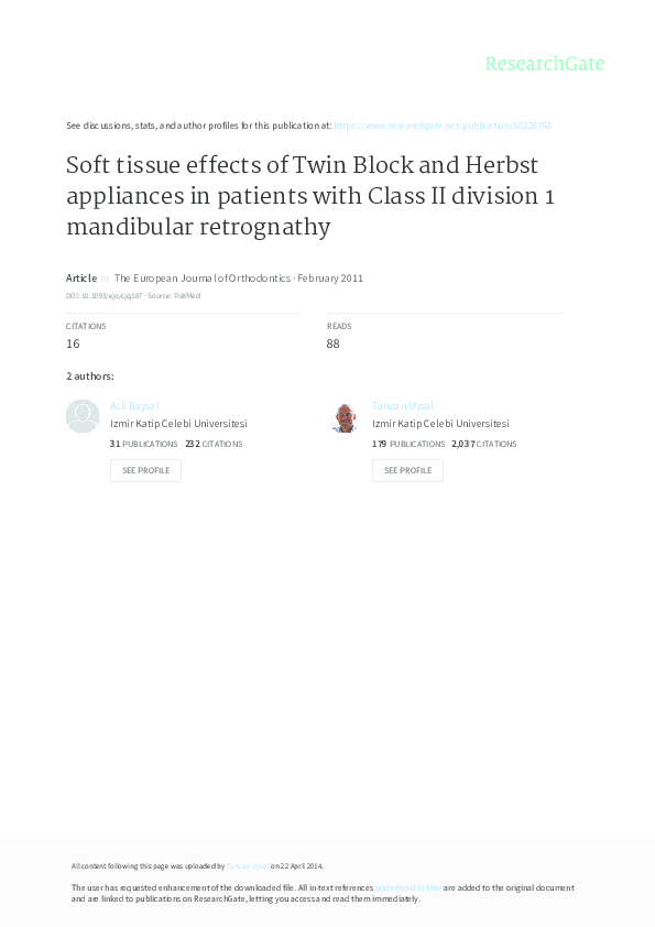 (PDF) Soft tissue effects of Twin Block and Herbst appliances in ...