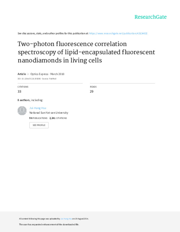 (PDF) Two-Photon Fluorescence Correlation Spectroscopy