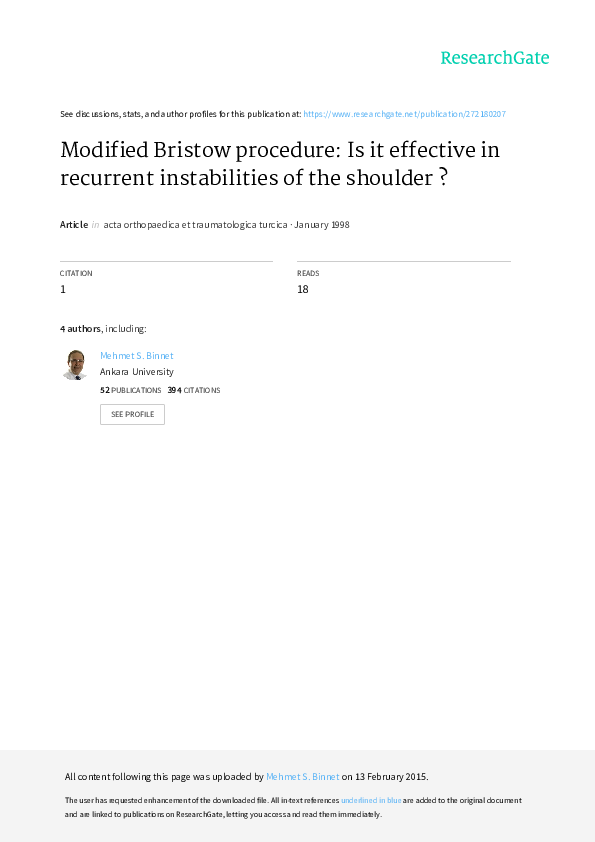 (PDF) Modified Bristow procedure: Is it effective in recurrent ...