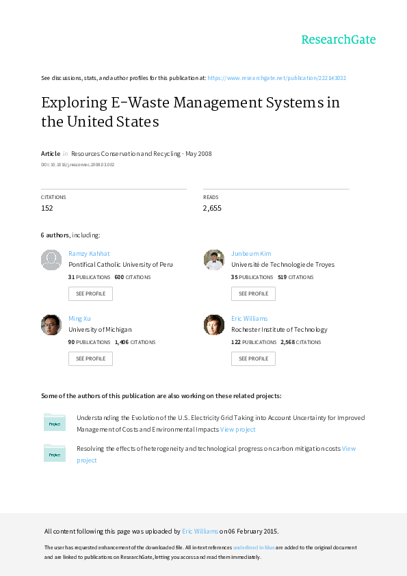 (PDF) Exploring e-waste management systems in the United States