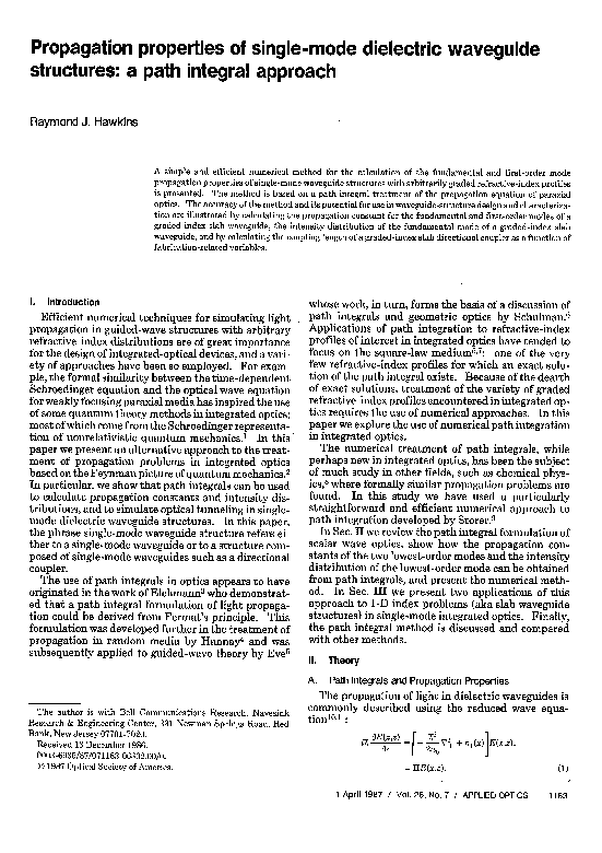 (PDF) Propagation properties of single-mode dielectric waveguide ...