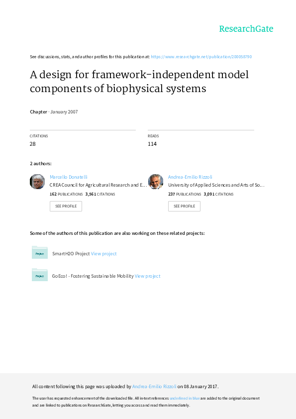 (PDF) A design for framework-independent model components of ...
