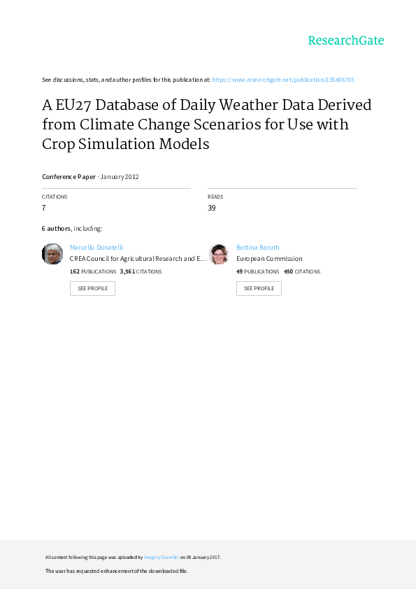 (PDF) A EU27 Database of Daily Weather Data Derived from Climate Change ...