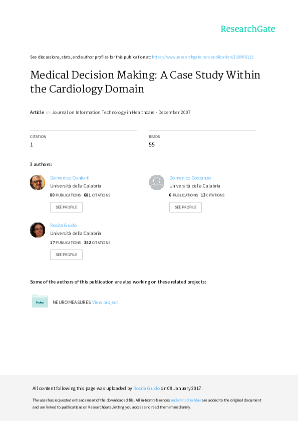(PDF) Medical decision making: a case study within the cardiology ...