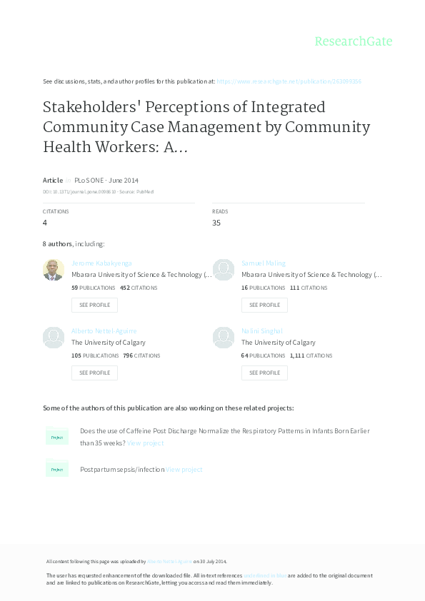 (PDF) Stakeholders' Perceptions of Integrated Community Case Management ...