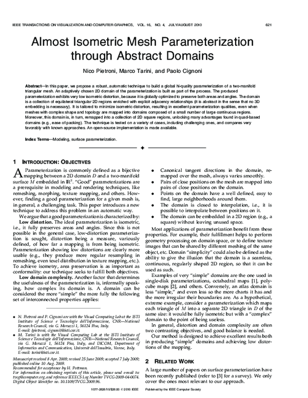 Pdf Almost Isometric Mesh Parameterization Through Abstract Domains