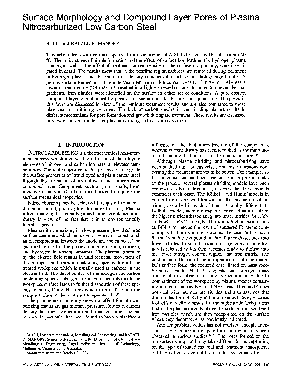 (PDF) Surface morphology and compound layer pores of plasma ...