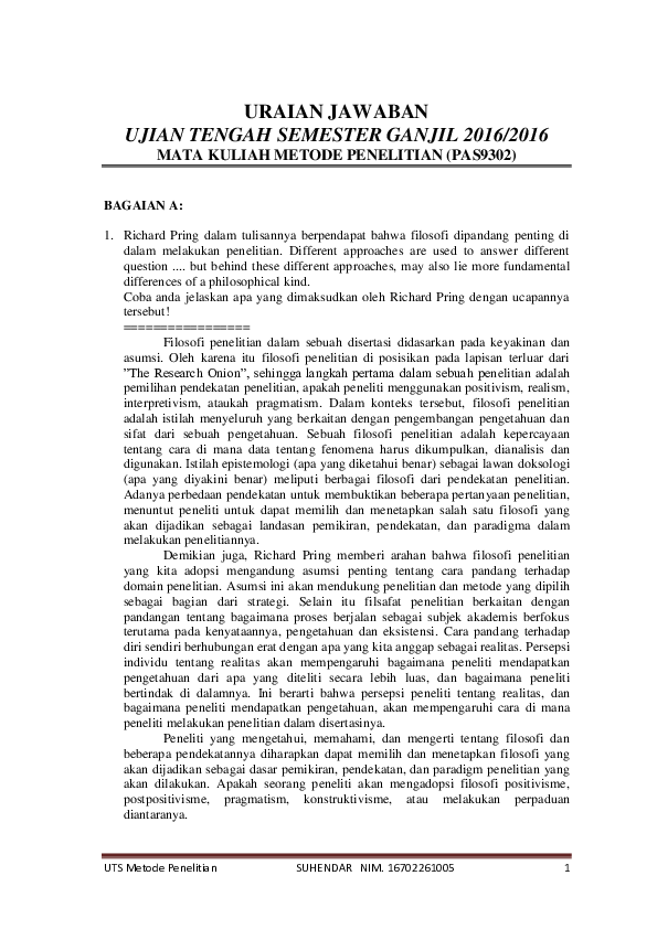 (PDF) JAWABAN UTS Metopen ok