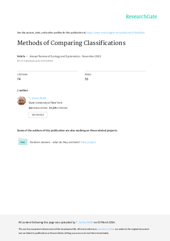 (PDF) Methods of comparing classifications