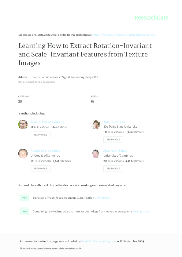 Pdf Learning How To Extract Rotation Invariant And Scale Invariant