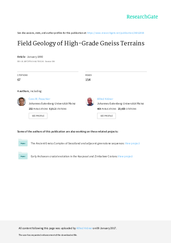 (PDF) Field geology of high-grade gneiss terrains