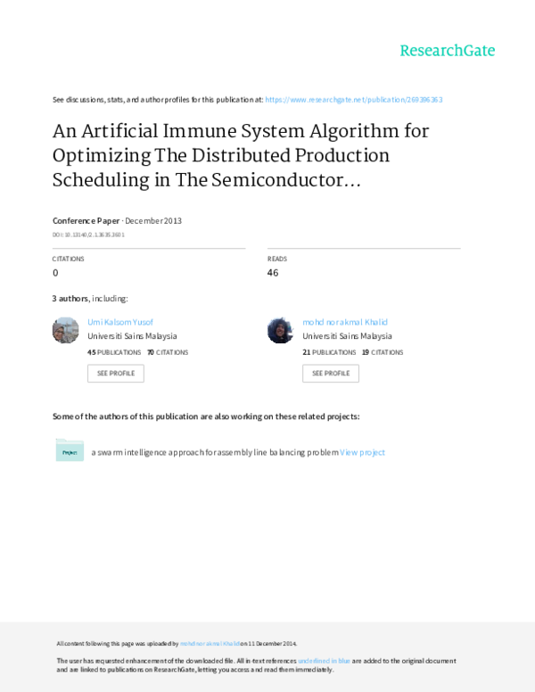 (PDF) An artificial immune system algorithm for optimizing the distributed production scheduling ...