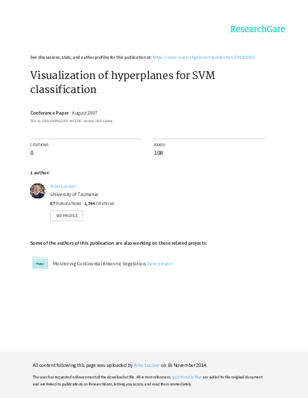 (PDF) Visualization of hyperplanes for SVM classification