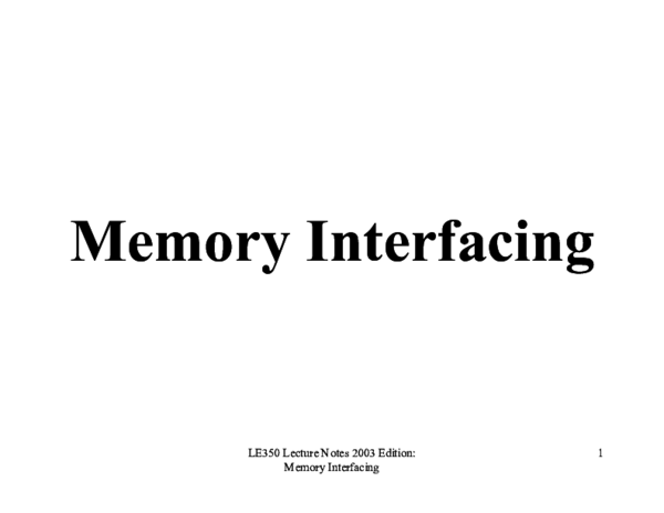 (PDF) Memory Interfacing
