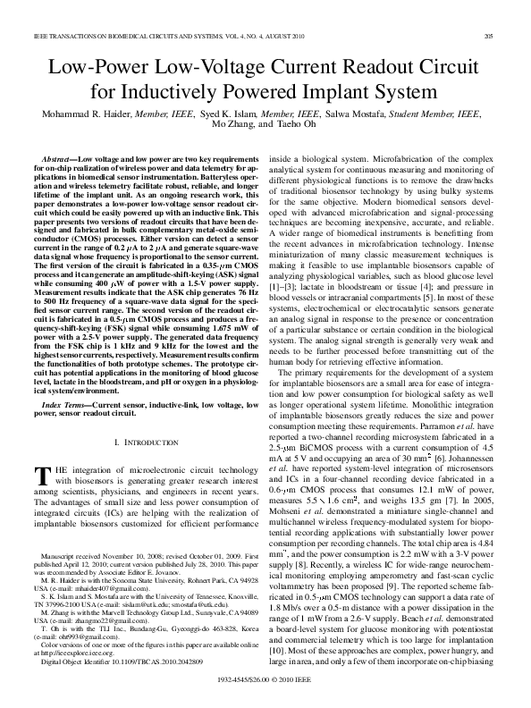 (PDF) Low-Power Low-Voltage Current Readout Circuit for Inductively ...