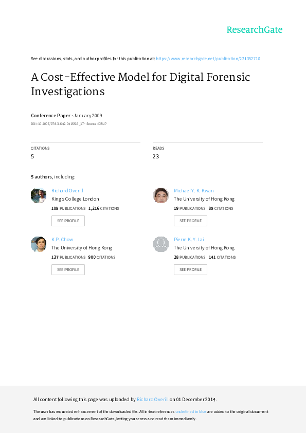 (PDF) A cost-effective model for digital forensic investigations