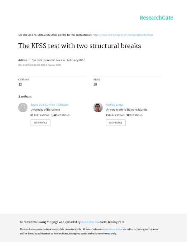 (PDF) The KPSS test with two structural breaks