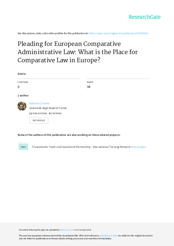 (PDF) Pleading for European Comparative Administrative Law: What is the ...