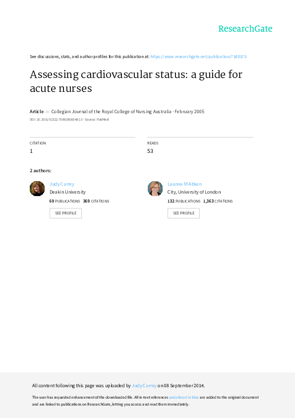 (PDF) Assessing cardiovascular status: a guide for acute nurses