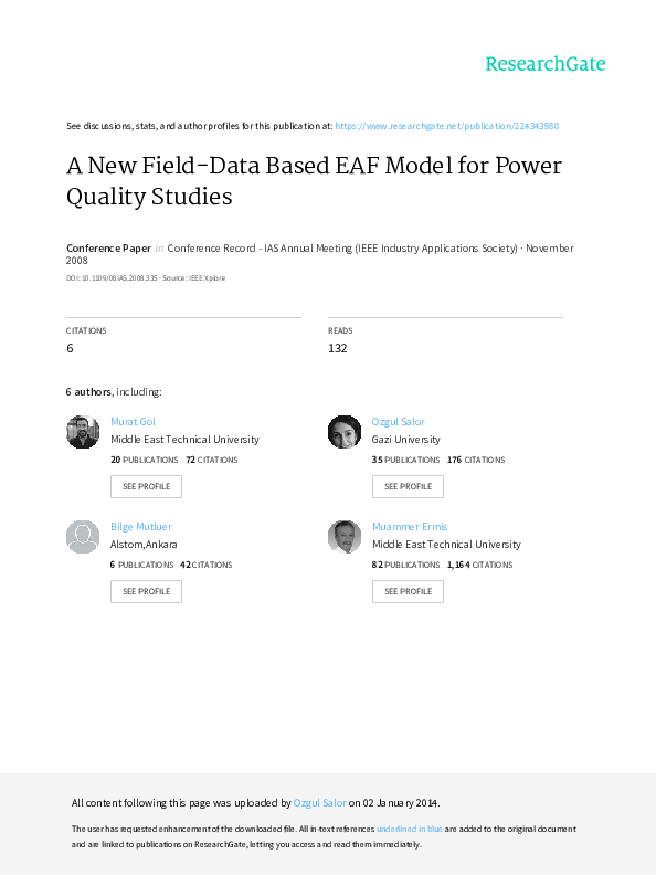 (PDF) A New Field-Data-Based EAF Model for Power Quality Studies