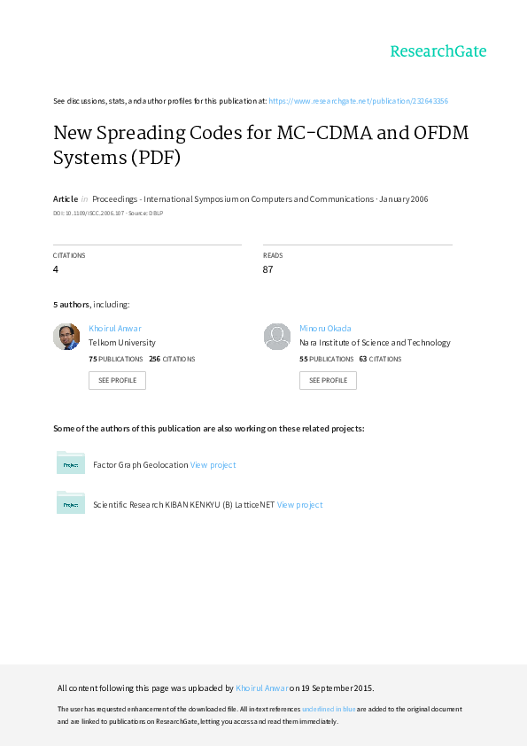 (PDF) New Spreading Codes for MC-CDMA and OFDM Systems