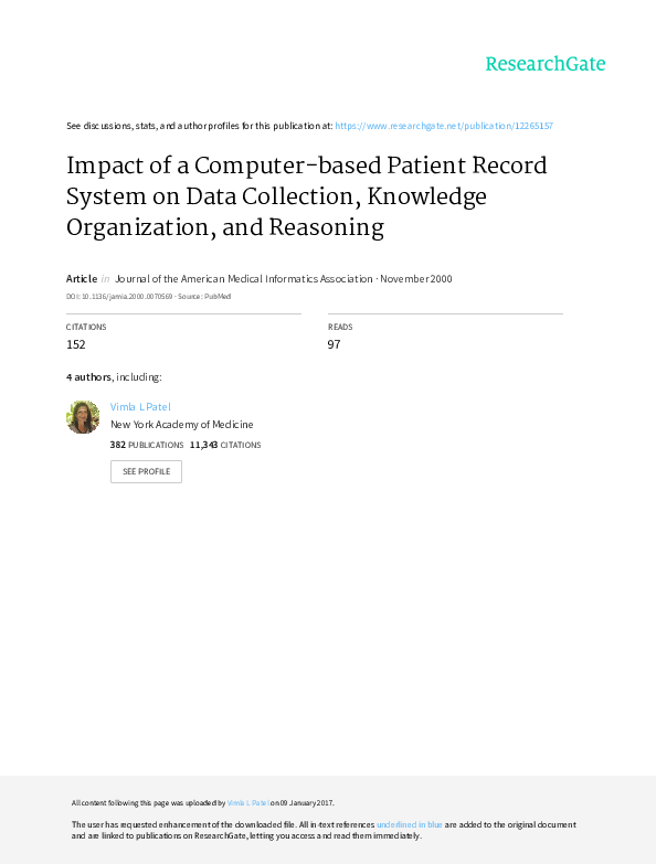 (PDF) Impact of a computer-based patient record system on data ...