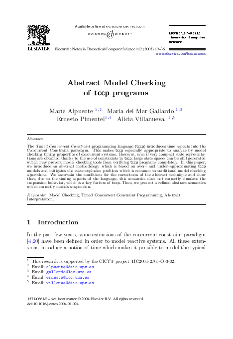 (PDF) Abstract Model Checking of tccp programs