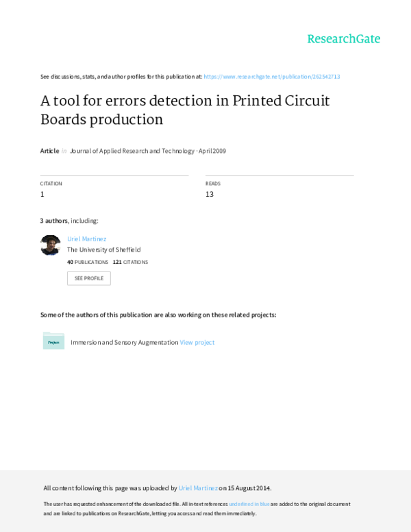 (PDF) A tool for errors detection in printed circuit boards production