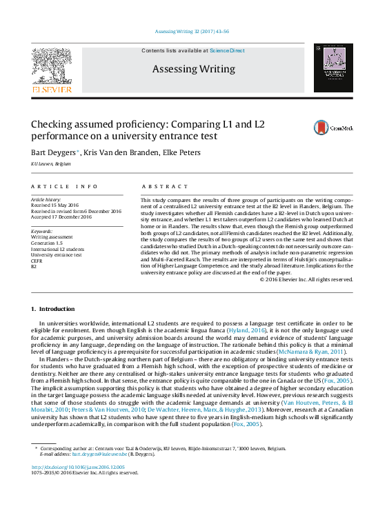 (PDF) Checking assumed proficiency: Comparing L1 and L2 performance on ...