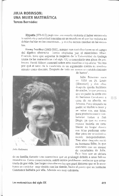 (PDF) Julia Robinson: una mujer matemática