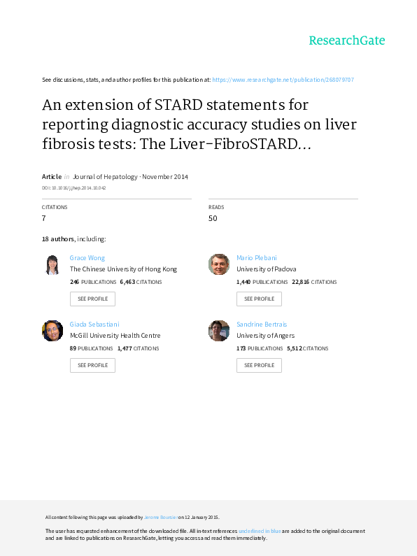 (PDF) An extension of STARD statements for reporting diagnostic ...