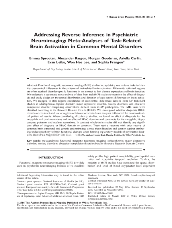 (PDF) Addressing Reverse Inference in Psychiatric Neuroimaging: Meta ...