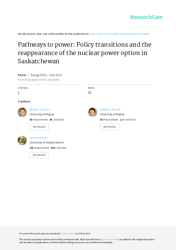 (PDF) Pathways to power: Policy transitions and the reappearance of the ...